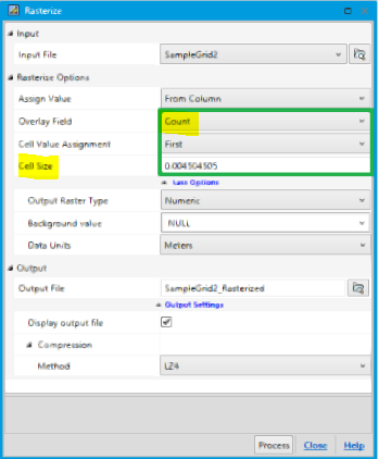 How to create a grid file based on count from a tab file with points located at various ...