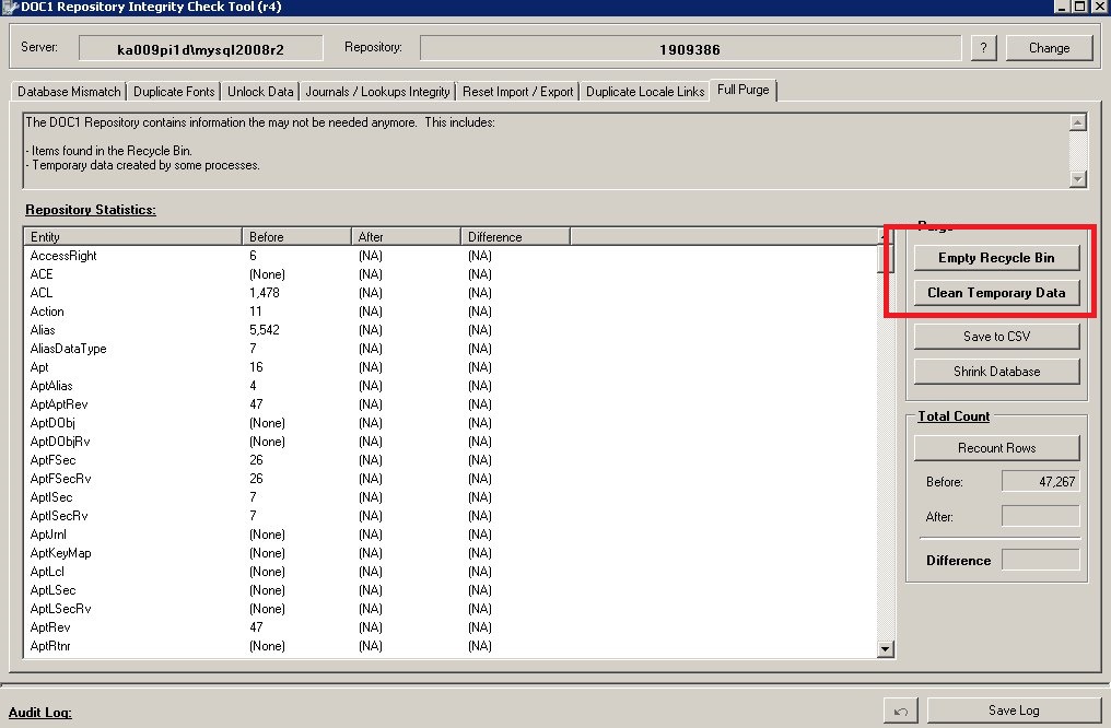 Purging Data From A V5x Engageone Designer Repository
