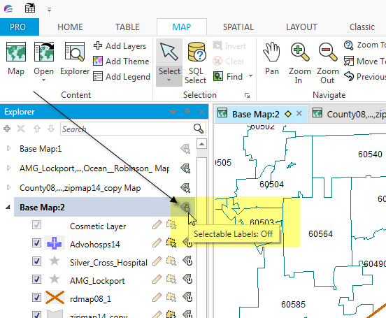 MapInfo Professional labels not selectable
