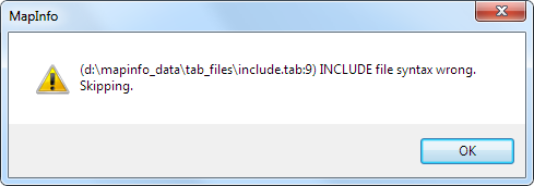 Resolve MapInfo Pro: INCLUDE file syntax wrong