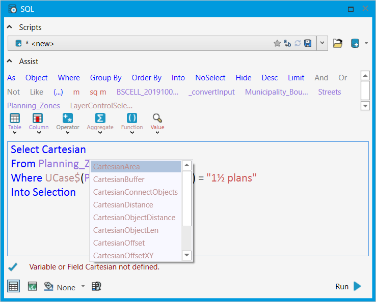 Understanding the new SQL dialog in MapInfo Pro 2019