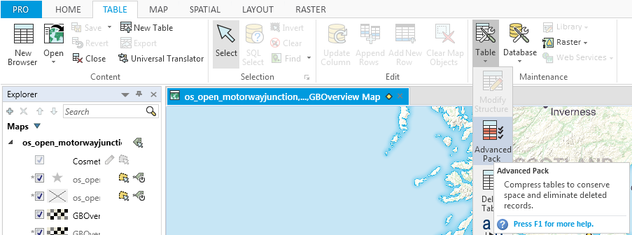 How to Pack Multiple Tables in MapInfo Professional 64-bit