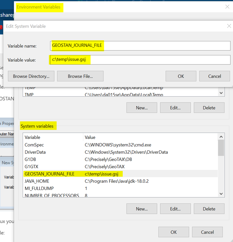 Creating a journaling file for troubleshooting GeoStan issues