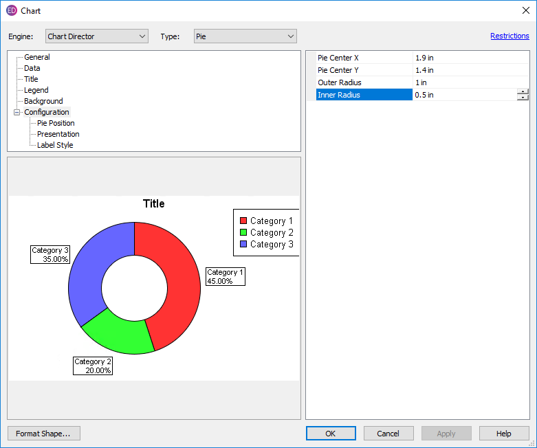 Configuring Ring or Donut Pie Chart in EngageOne Designer