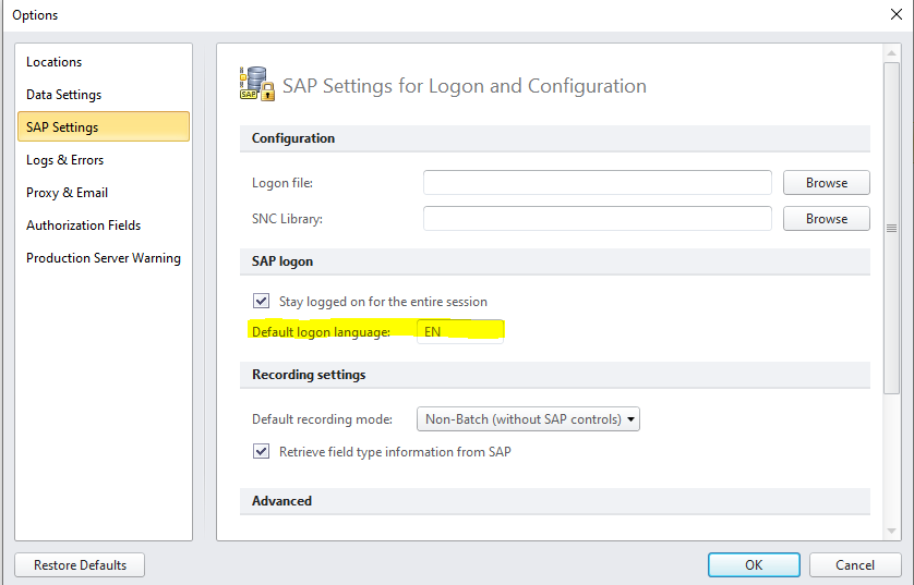 Mass update for "Default Logon Language" setting in Automate Studio