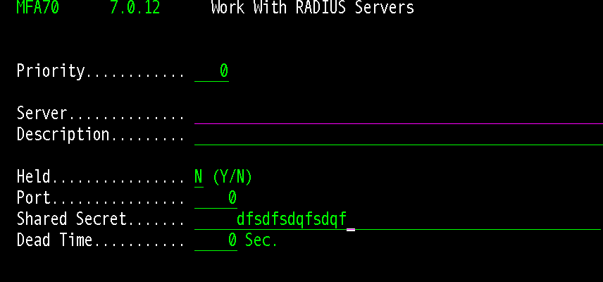 Assure MFA Radius secret value being shown.