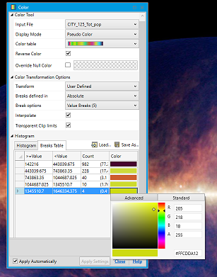 Changing colors for raster images in MapInfo Pro Advanced