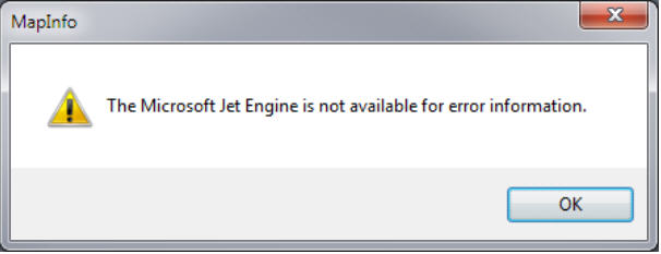 Jet Engine Errors At Startup Or Errors When Opening Microsoft Files In Mapinfo Pro 32 Bit