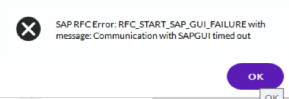 Automate: SAP RFC Error: RFC_START_SAP_FAILURE with messae ...