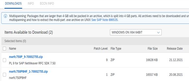 Steps to Download SAP NW RFC SDK files