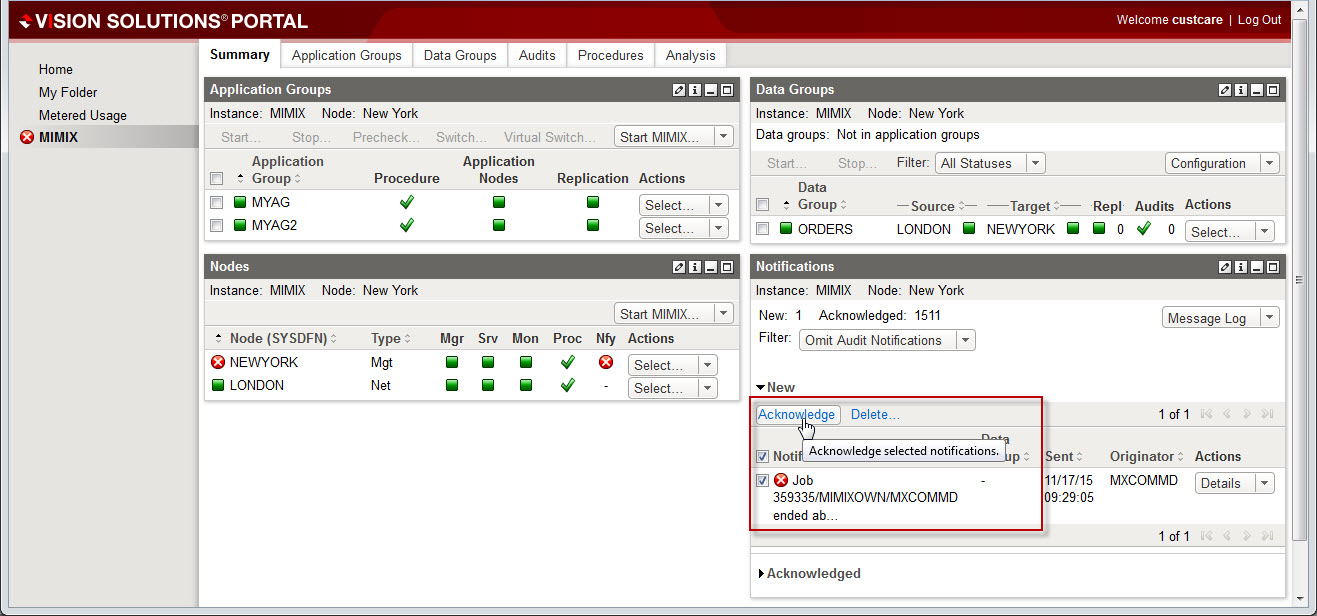 MXCOMMD job ended abnormally *ERROR notification