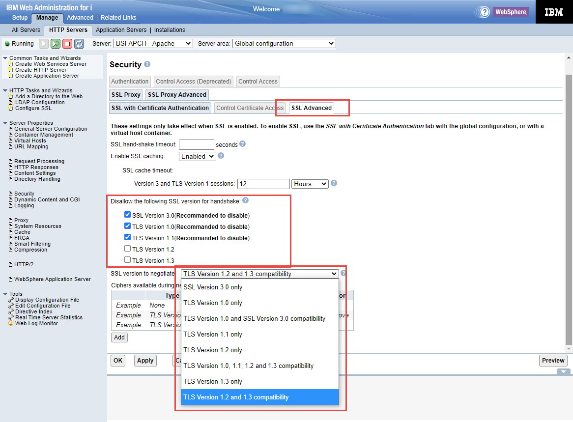ESM GUI- how to restrict SSL connections to use specific TLS versions?