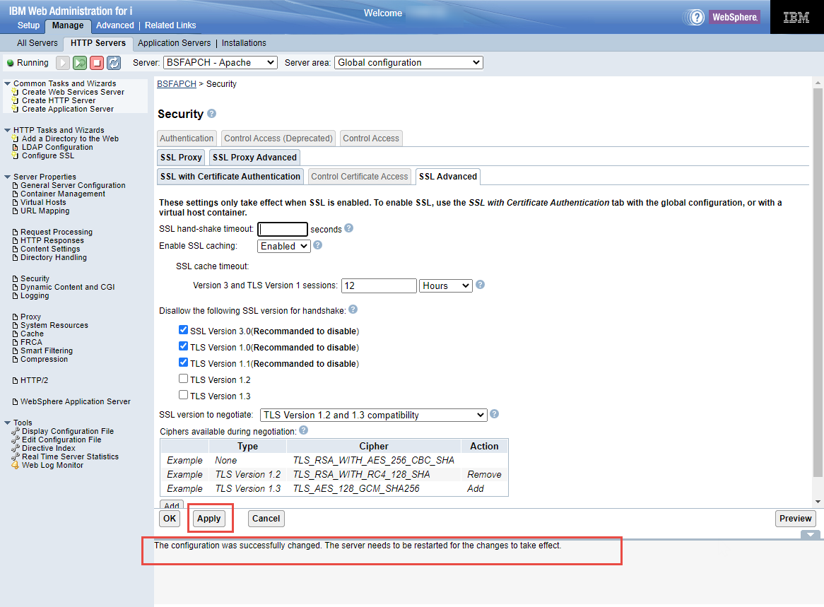 ESM GUI- how to restrict SSL connections to use specific TLS versions?