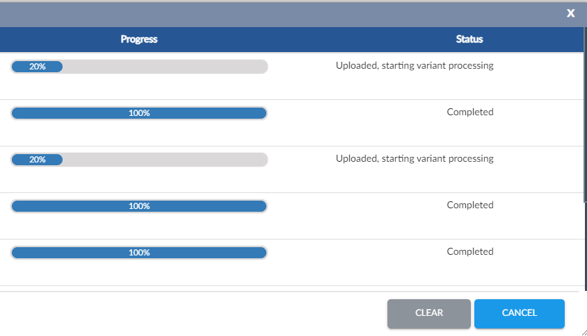 The Upload Digital Assets status bar is still in progress state while ...