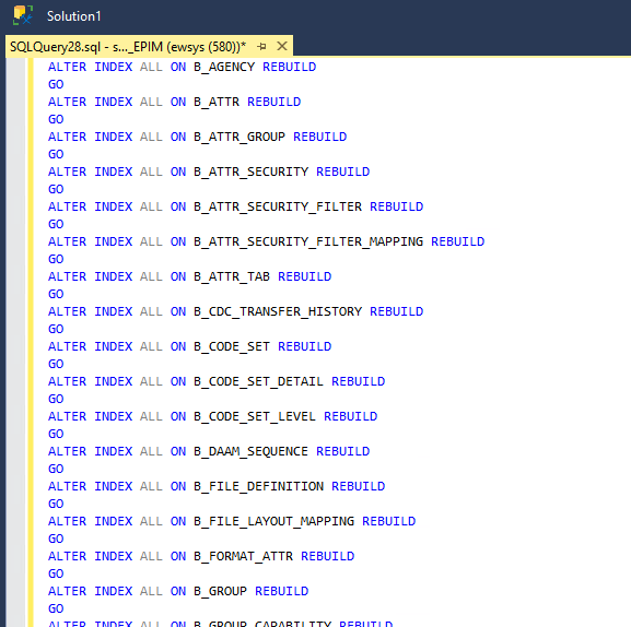 How to find and rebuild fragmented indexes in the MSSQL EPIM database