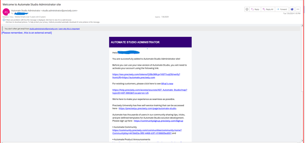 Automate Studio Administrator: Onboarding steps/screenshots for new users