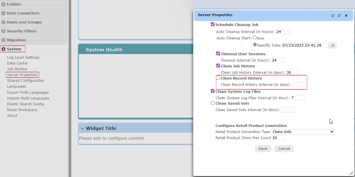 How to Set Up Clean Up via Server Properties in EnterWorks