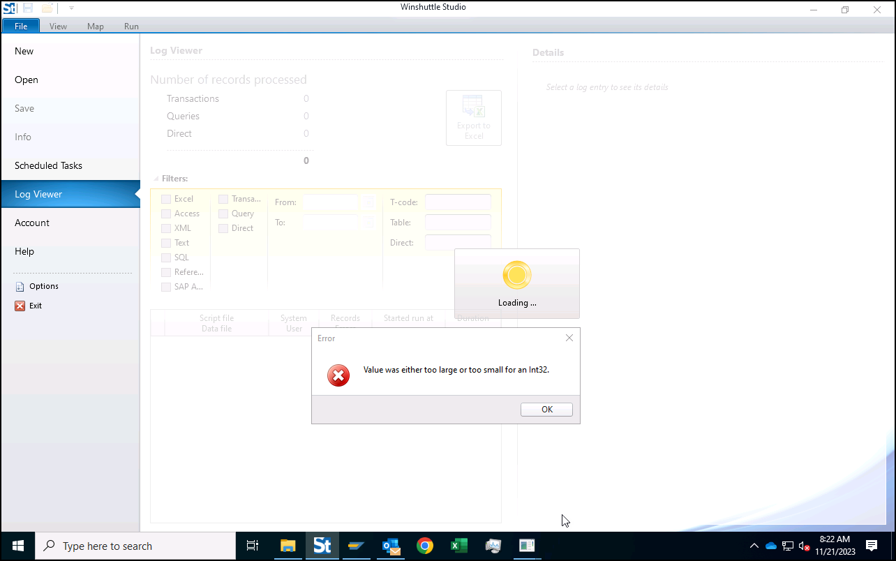 Automate Studio- Value was either too large or too small for an Int32
